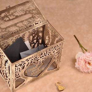 Classic Wedding Card Box With Slot and Lock. Large Wedding Box for ...