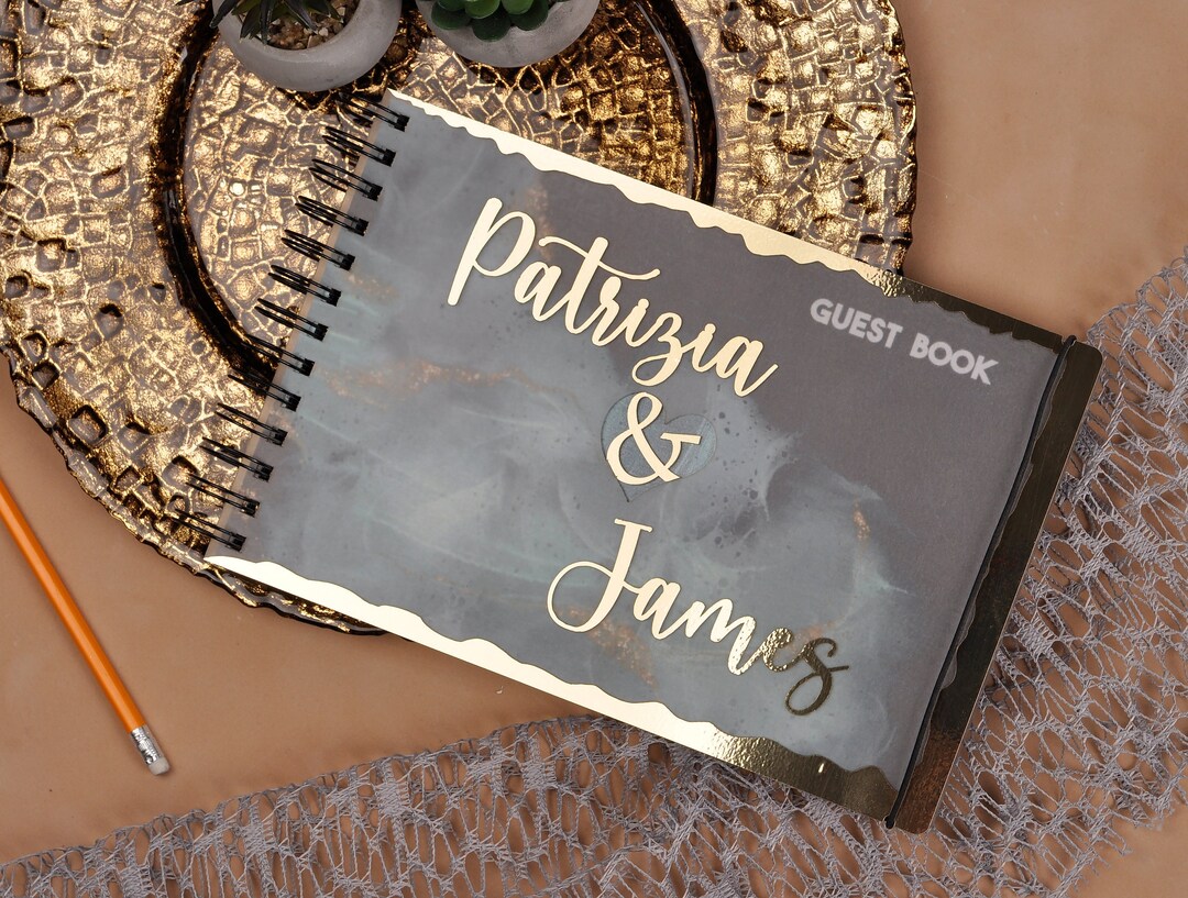 Gold Foil Wedding Guest Book, Livre D'or Mariage, Photo Guest Book ...