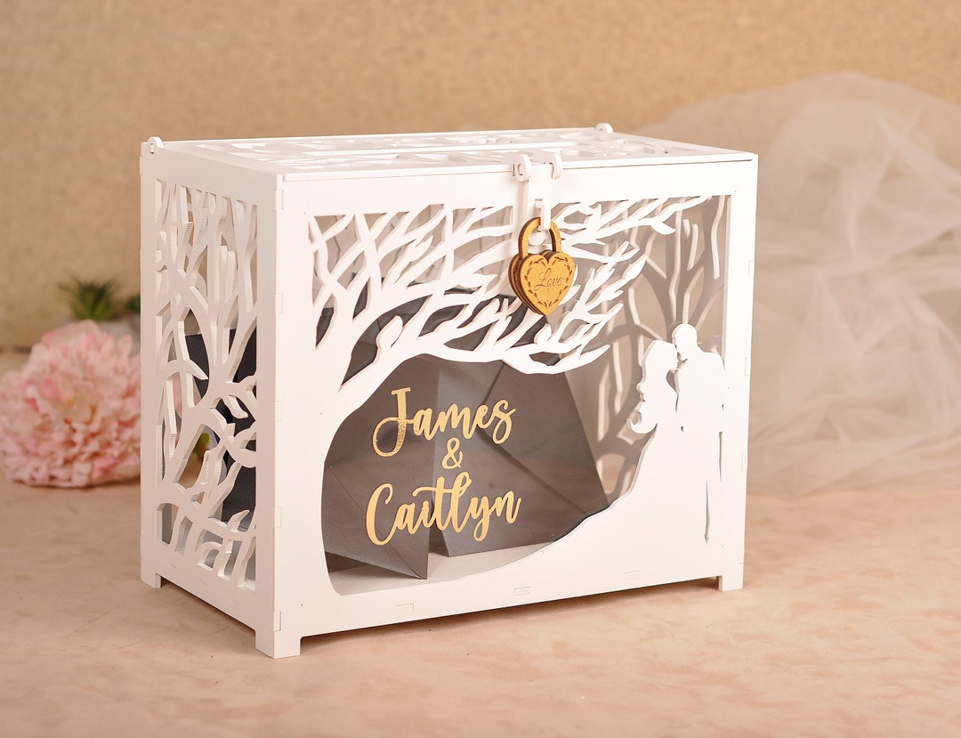 Classic Wedding Card Box With Slot and Lock - Etsy