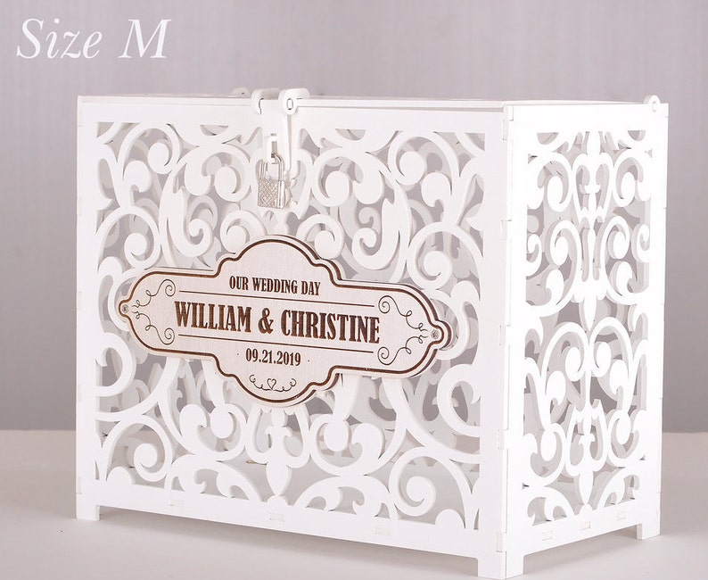 Card box for wedding with lock wedding post box wedding modern | Etsy