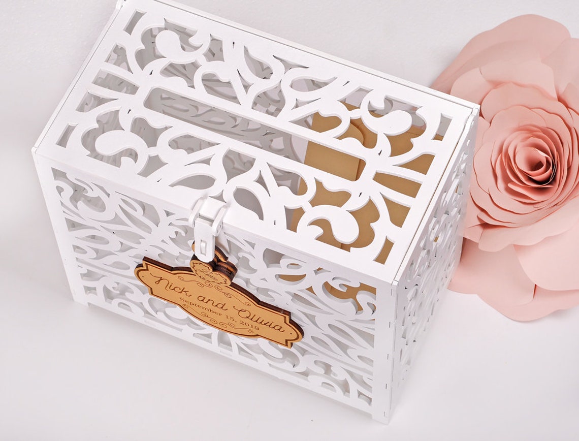 Wedding Card Box With Slot White Wedding Card Box With Lock | Etsy