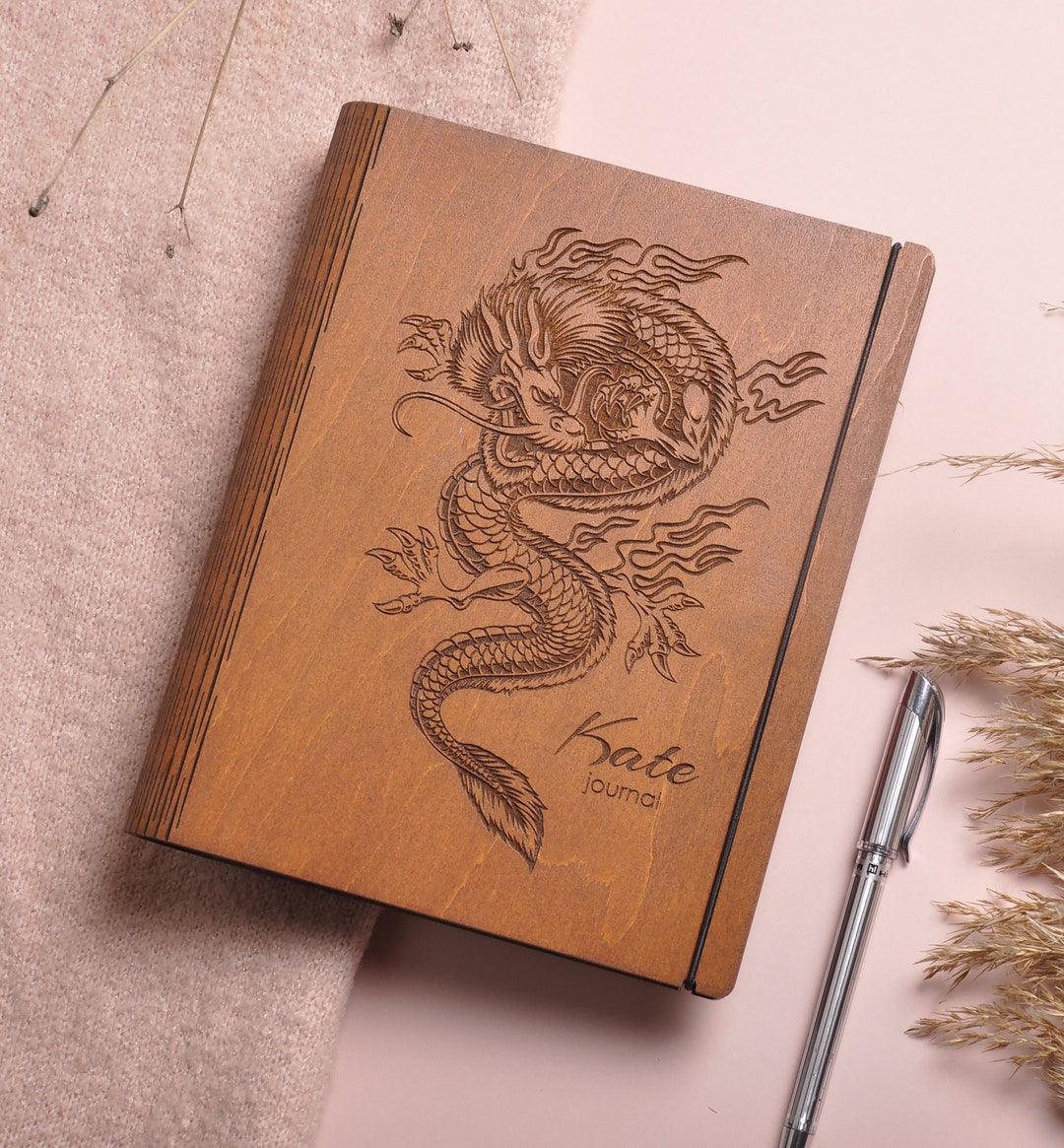Dragon Notebook. Wood Journal, Watercolor Journal, Mens Journal - Etsy