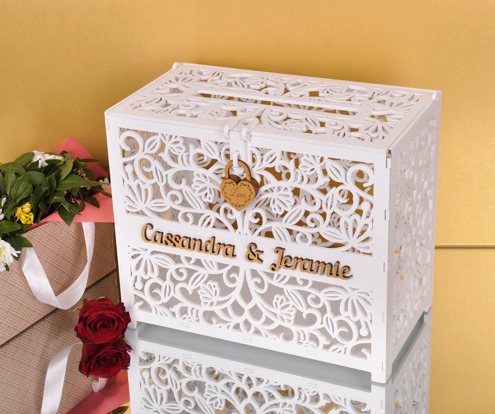 Card Box for Wedding With Lock - Etsy