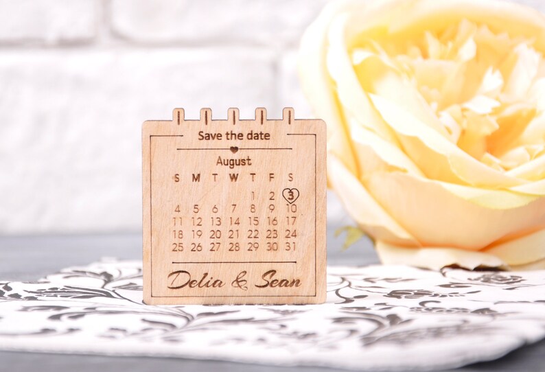 Rustic Wood Calendar Save the Date Magnet - Etsy