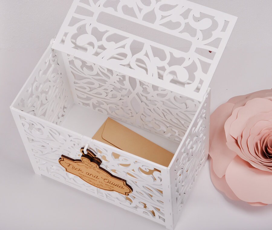 Wedding Card Box With Slot White Wedding Card Box With Lock | Etsy