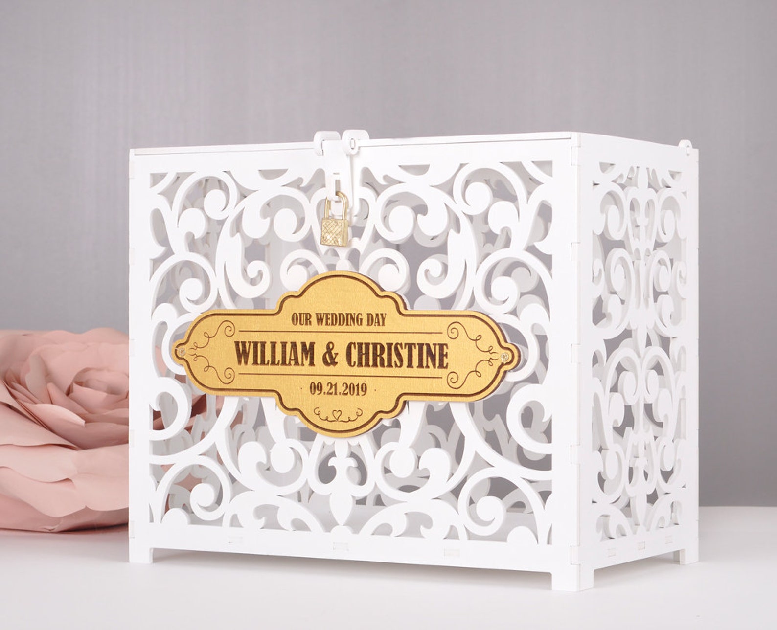 Wedding Card Box With Lock and Slot | Etsy