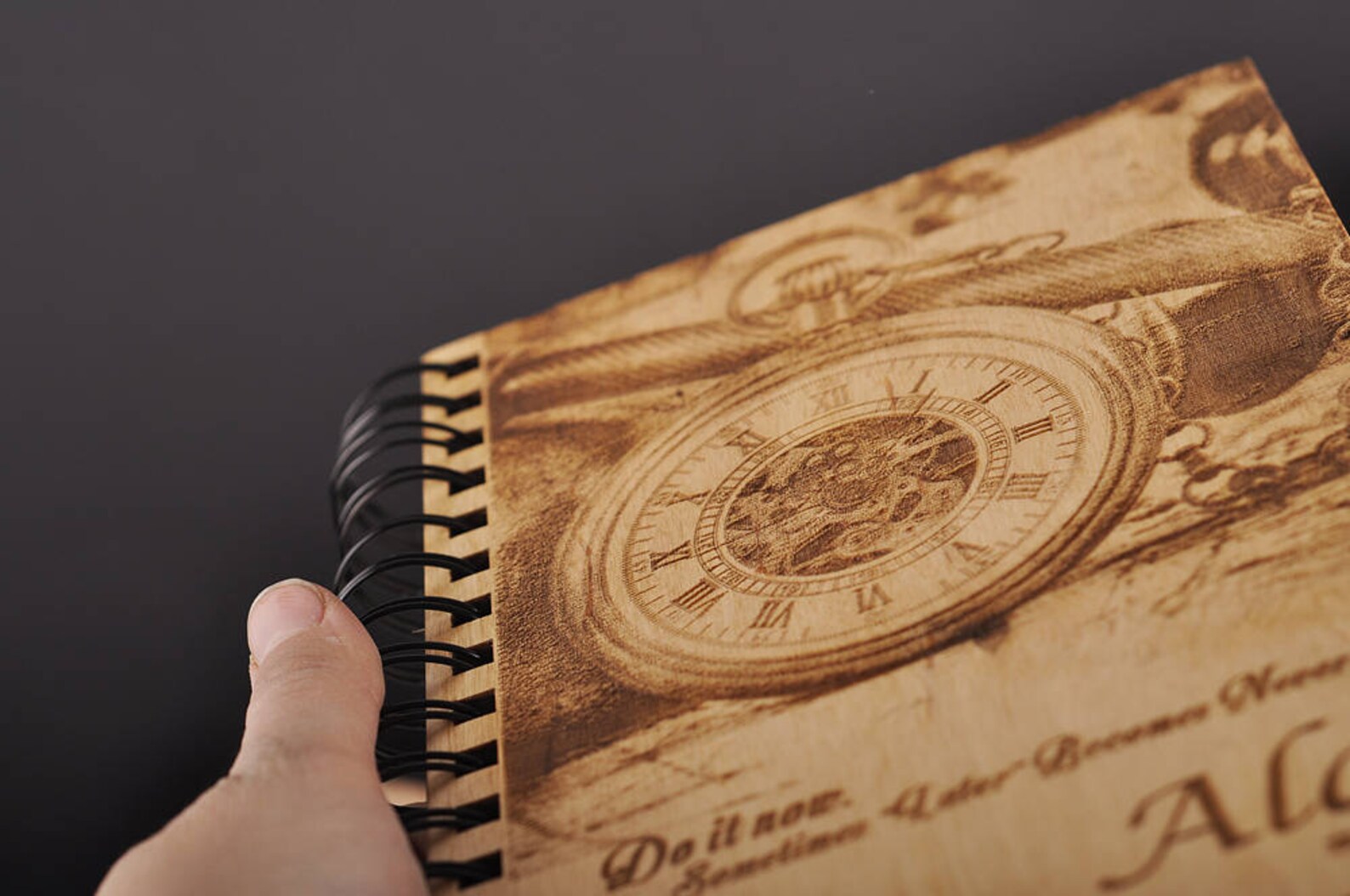 Wooden Notebook Wooden Journal Personalized Wooden Notebook Сlock ...