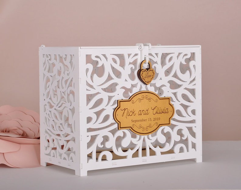 Wedding card box with slot white wedding card box with lock | Etsy
