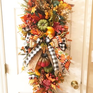 Fall Swag, Autumn Swag, Pumpkin Swag, Harvest Swag, Fall Teardrop Swag ...