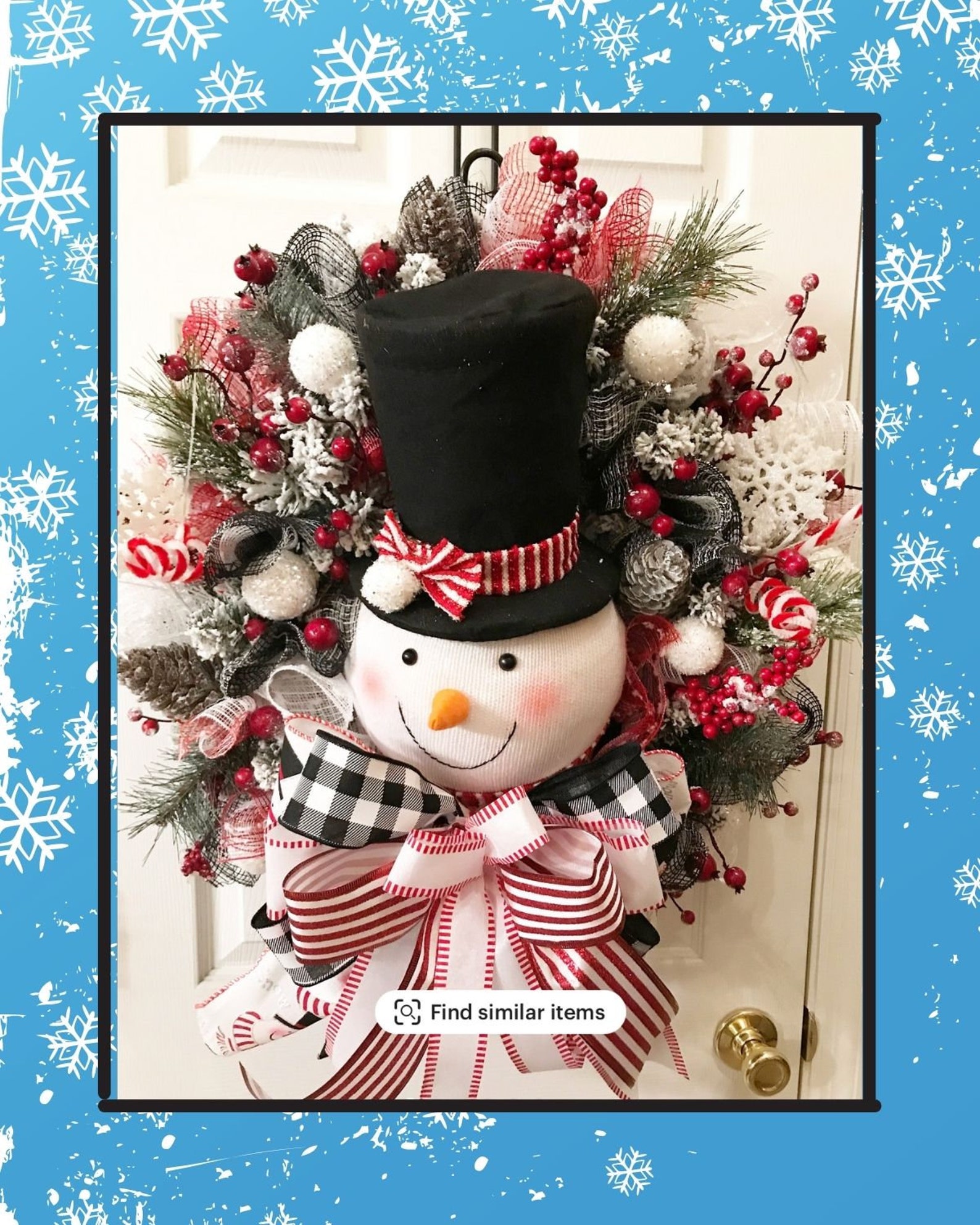 Snowman Wreath, Snowman Decor, Christmas Gift, Christmas Wreath ...