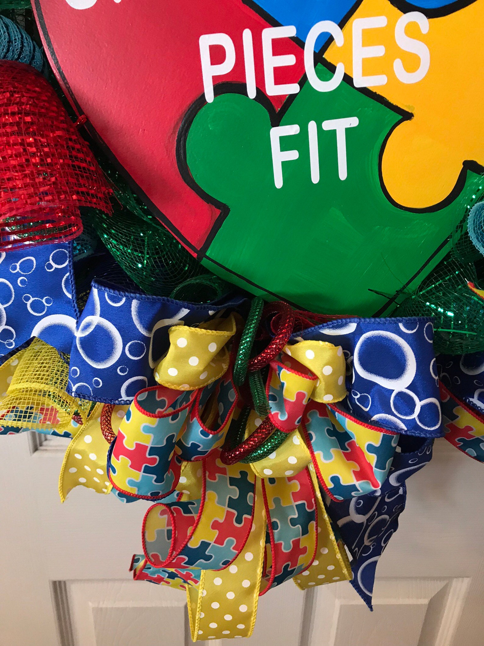 Autism Awareness Wreath Autism Wreath Deco Mesh Wreath Deco - Etsy