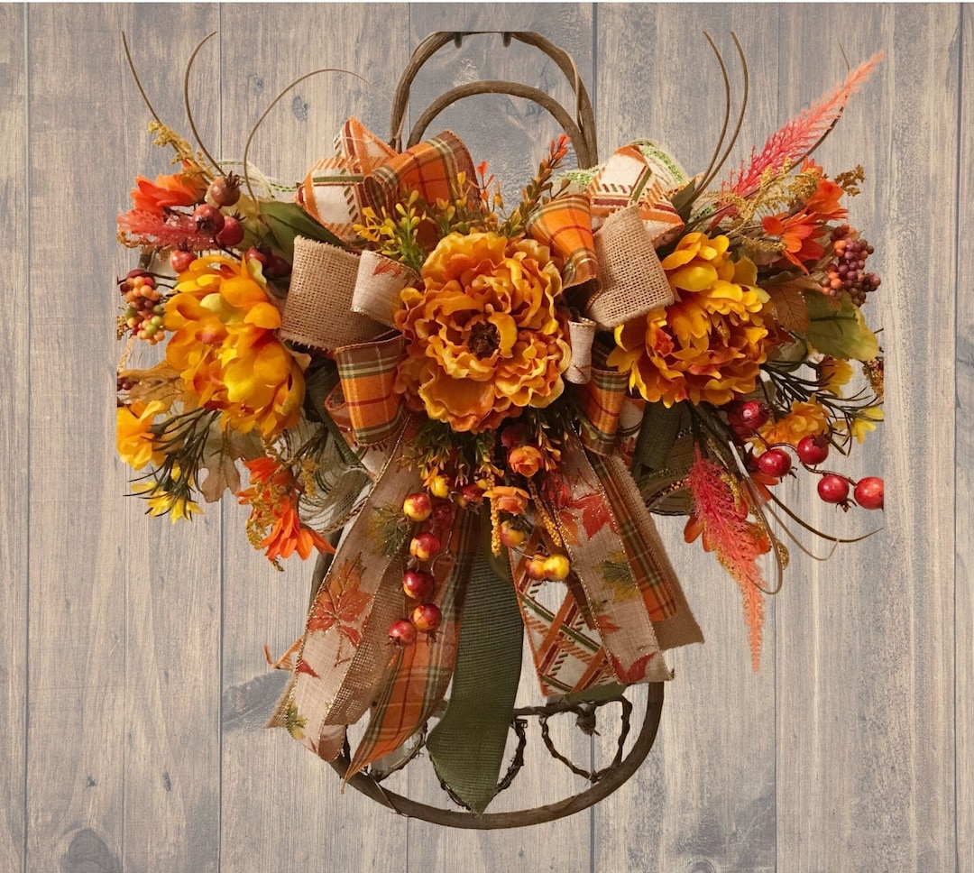 Angel Fall Wreath: Grapevine Harvest Door Hanger With Mums - Etsy
