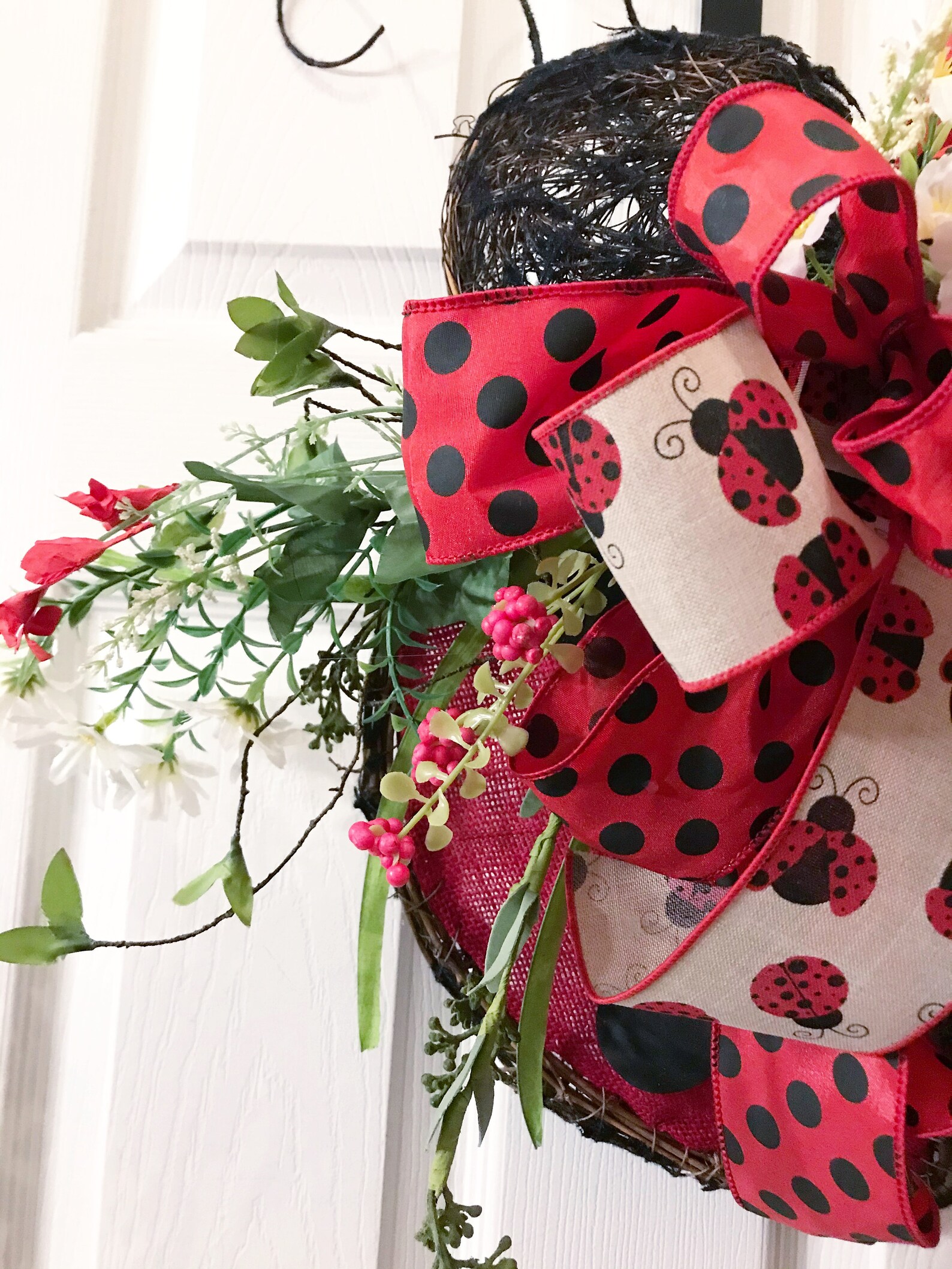 Ladybug Wreath Burlap Ladybug Wreath Summer Wreath Front | Etsy