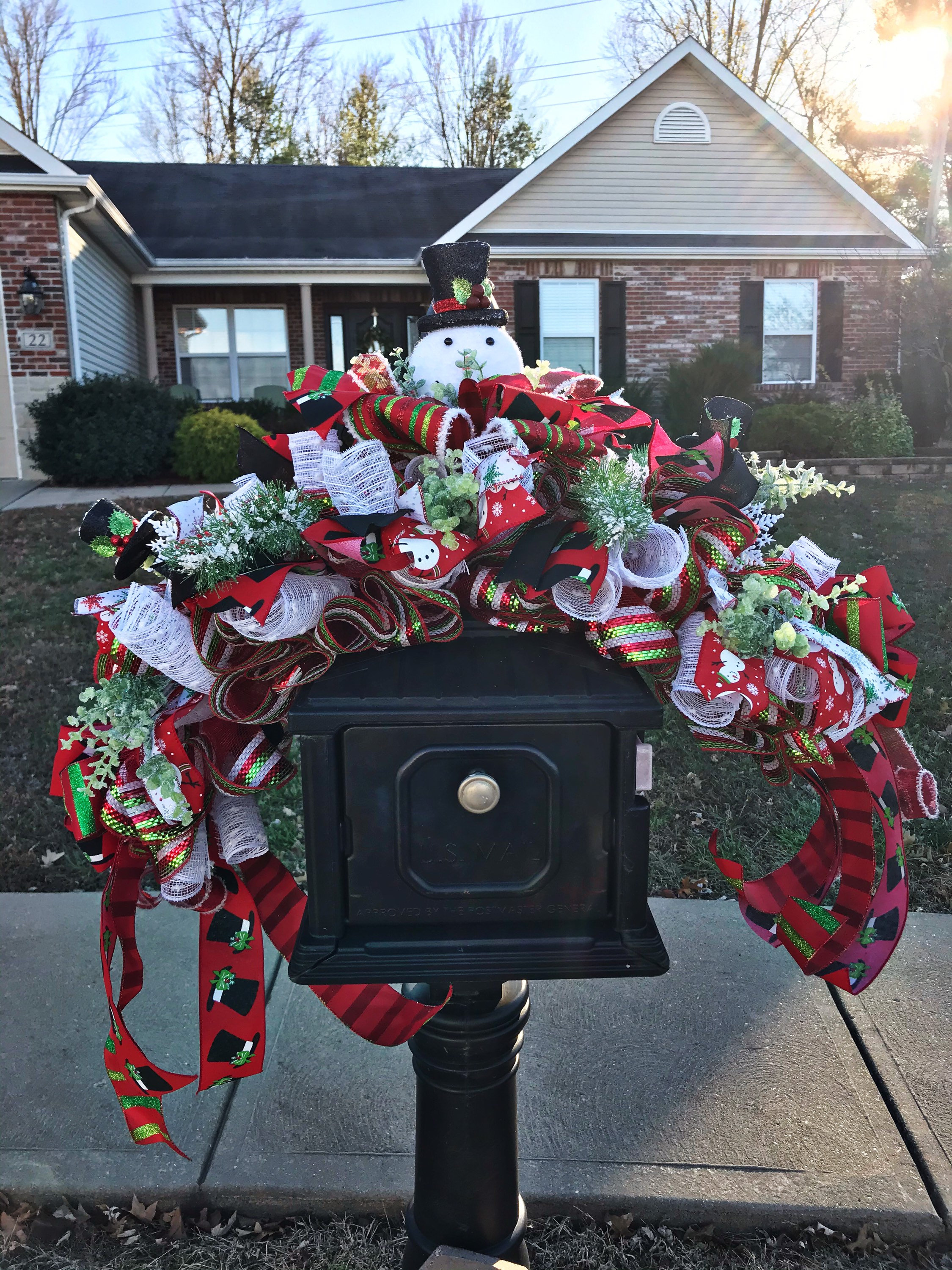 Snowman Christmas Mailbox Swag: Holiday Winter Decor - Etsy