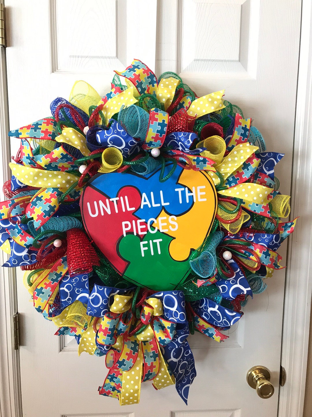 Autism Awareness Wreath, Autism Wreath, Deco Mesh Wreath, Deco Mesh ...