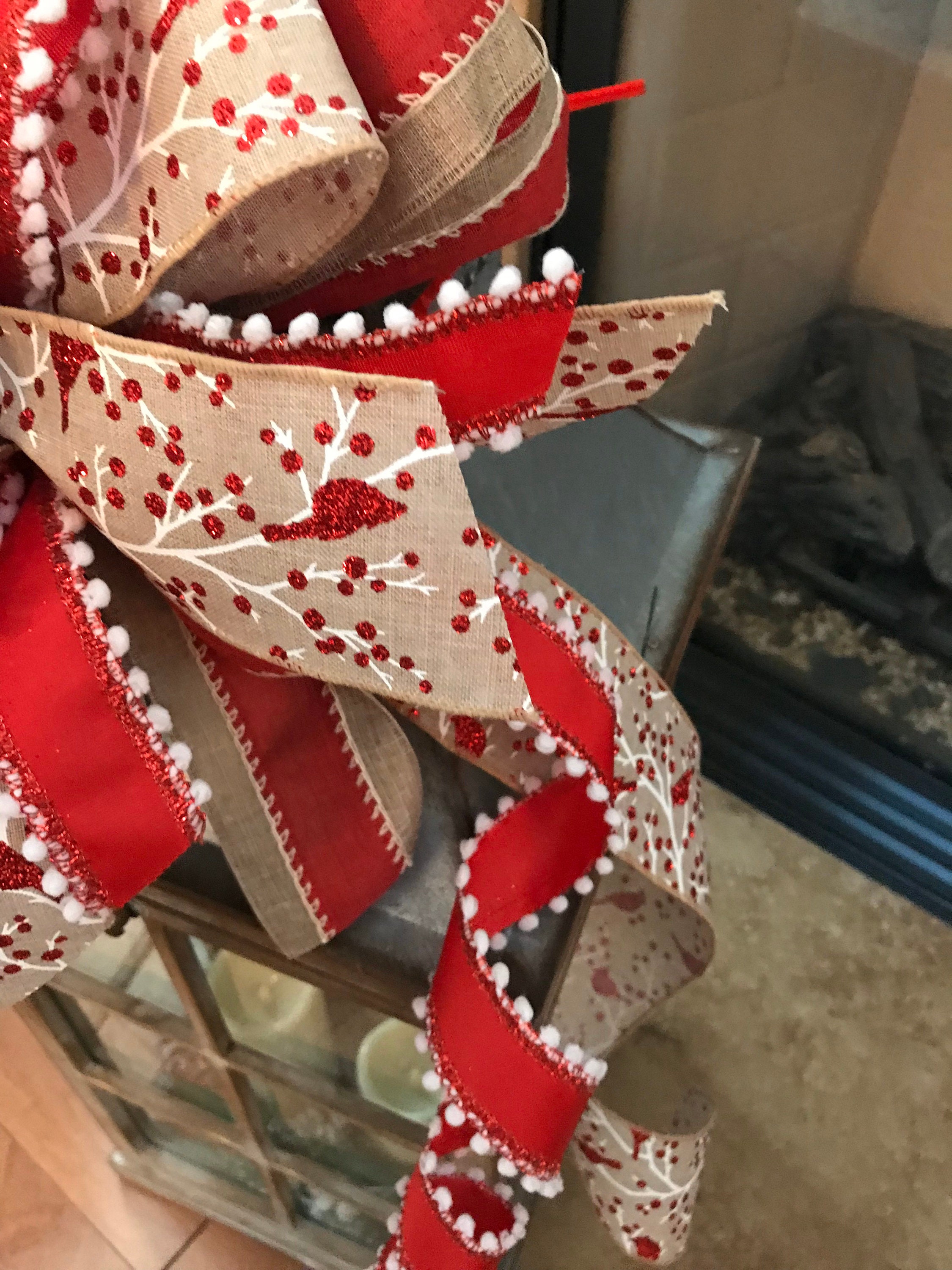 Cardinal bow large Lantern bow only w/tails Everyday bow | Etsy