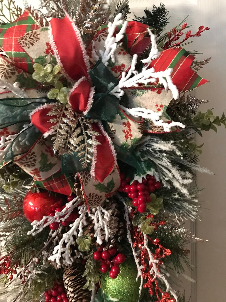 Rustic Glam Christmas Swag: Extra Large Winter Door Decor, Pinecone ...