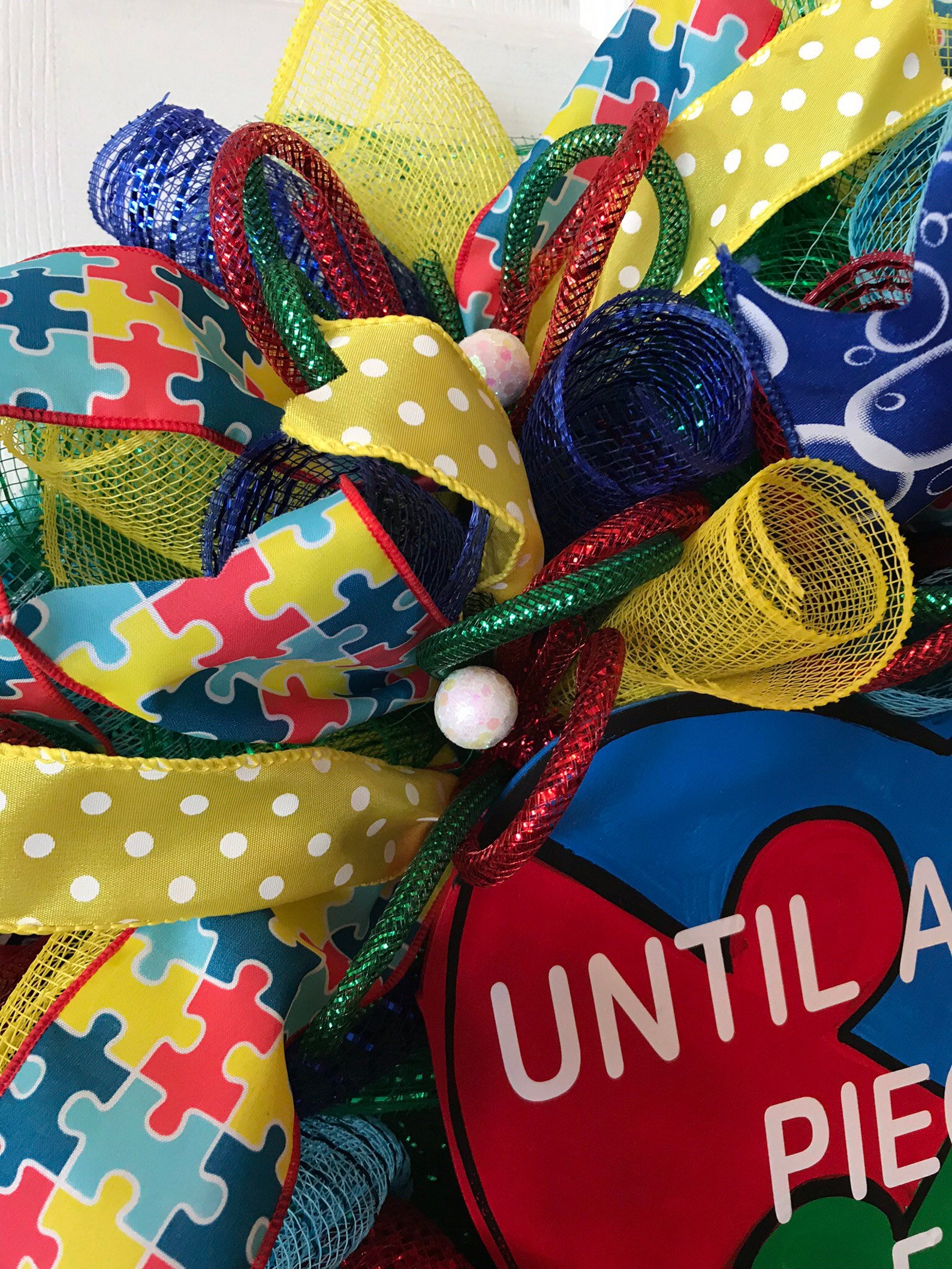 Autism Awareness Wreath Autism Wreath Deco Mesh Wreath Deco | Etsy
