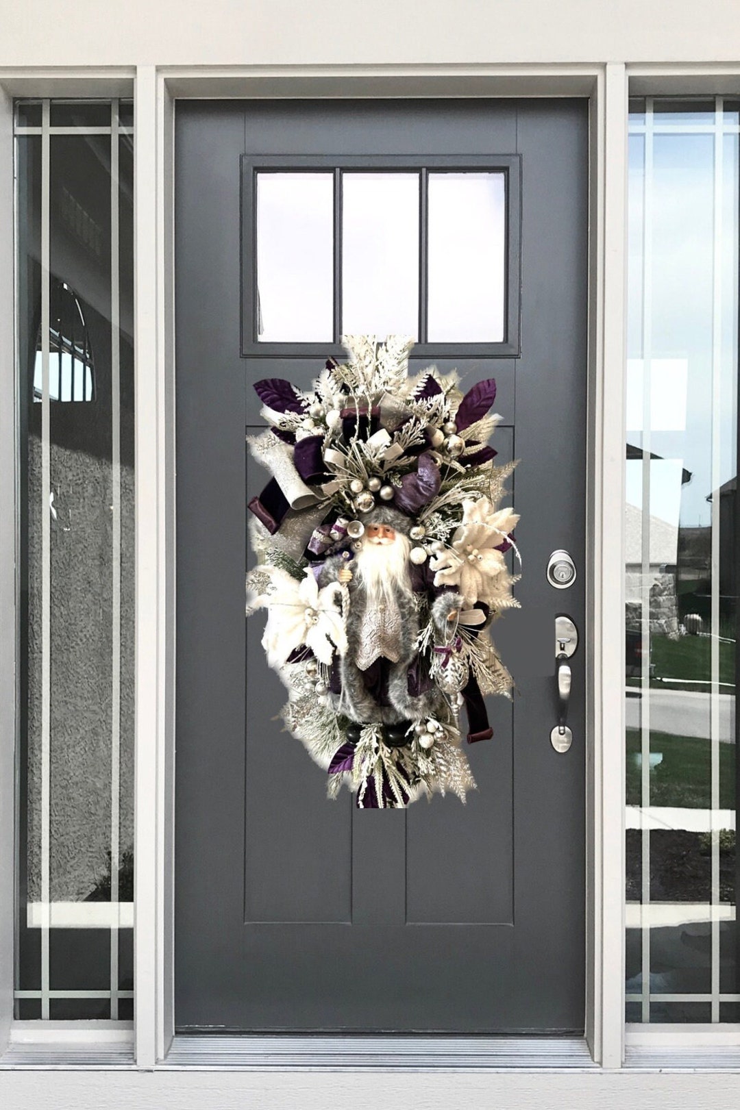 Ready to Ship Purple Velvet Santa Christmas Swag Winter Swag - Etsy