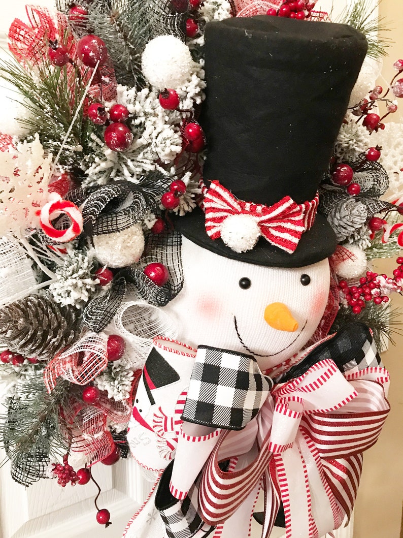 Snowman Wreath, Snowman Decor, Christmas Gift, Christmas Wreath ...