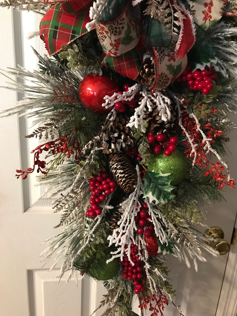 Rustic Glam Christmas Swag: Extra Large Winter Door Decor, Pinecone ...