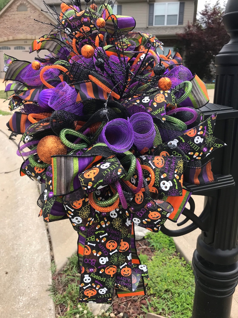 Halloween Mailbox Swag Large Halloween Centerpiece Halloween - Etsy