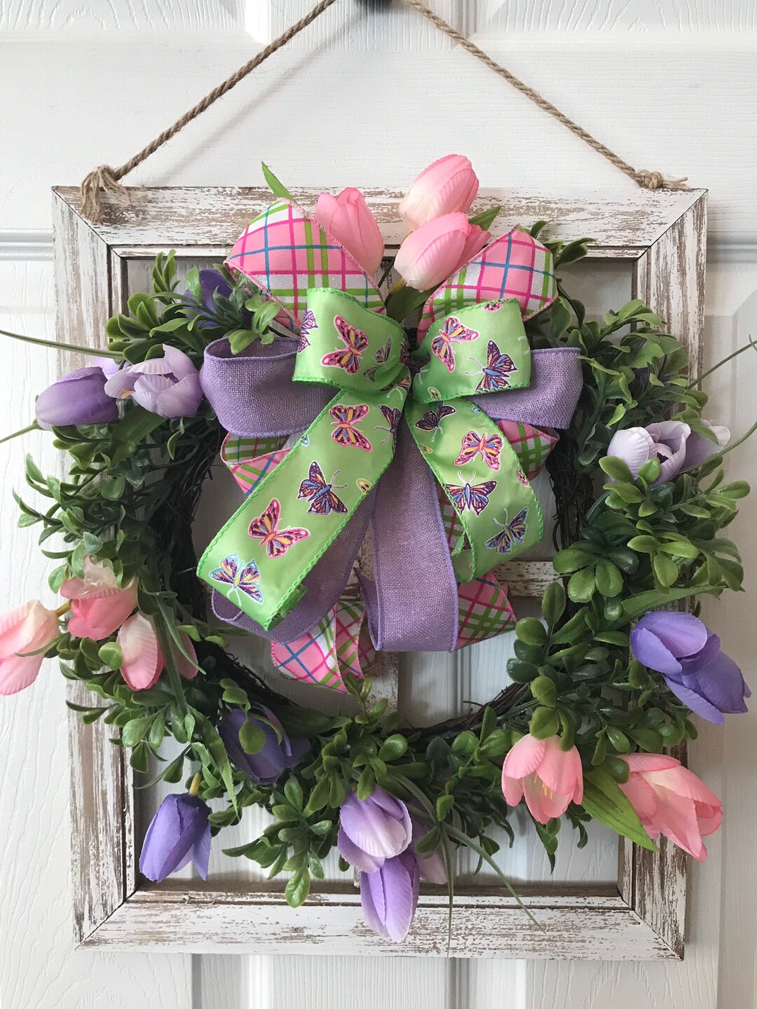 Window Frame Floral Hanger, Spring Decor, Spring Door Hanger, Spring ...