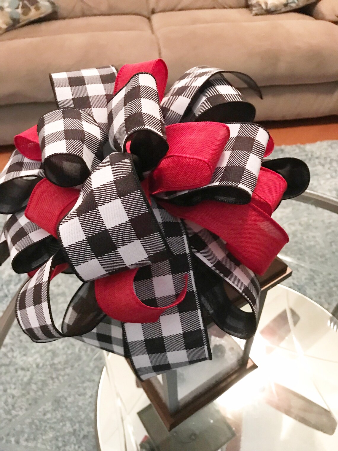 Buffalo Check Bow Lantern Bow Only W/tails Everyday Bow - Etsy