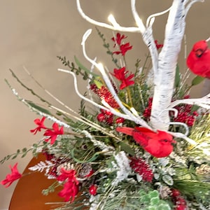 Lighted Cardinal Birch Tree Centerpiece: Christmas Table Decor - Etsy