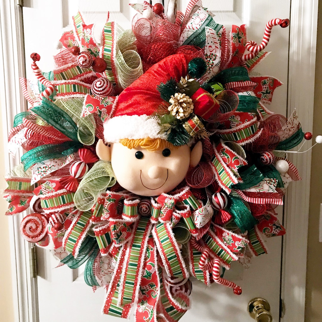 Ready to Ship Elf Wreath, Christmas Deco Mesh Wreath, Christmas Gift ...
