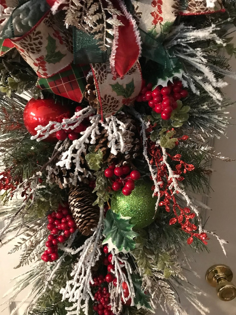 Rustic Glam Christmas Swag: Extra Large Winter Door Decor, Pinecone ...