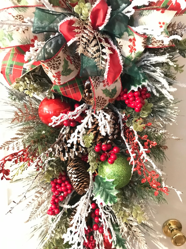 Rustic Glam Christmas Swag: Extra Large Winter Door Decor, Pinecone ...