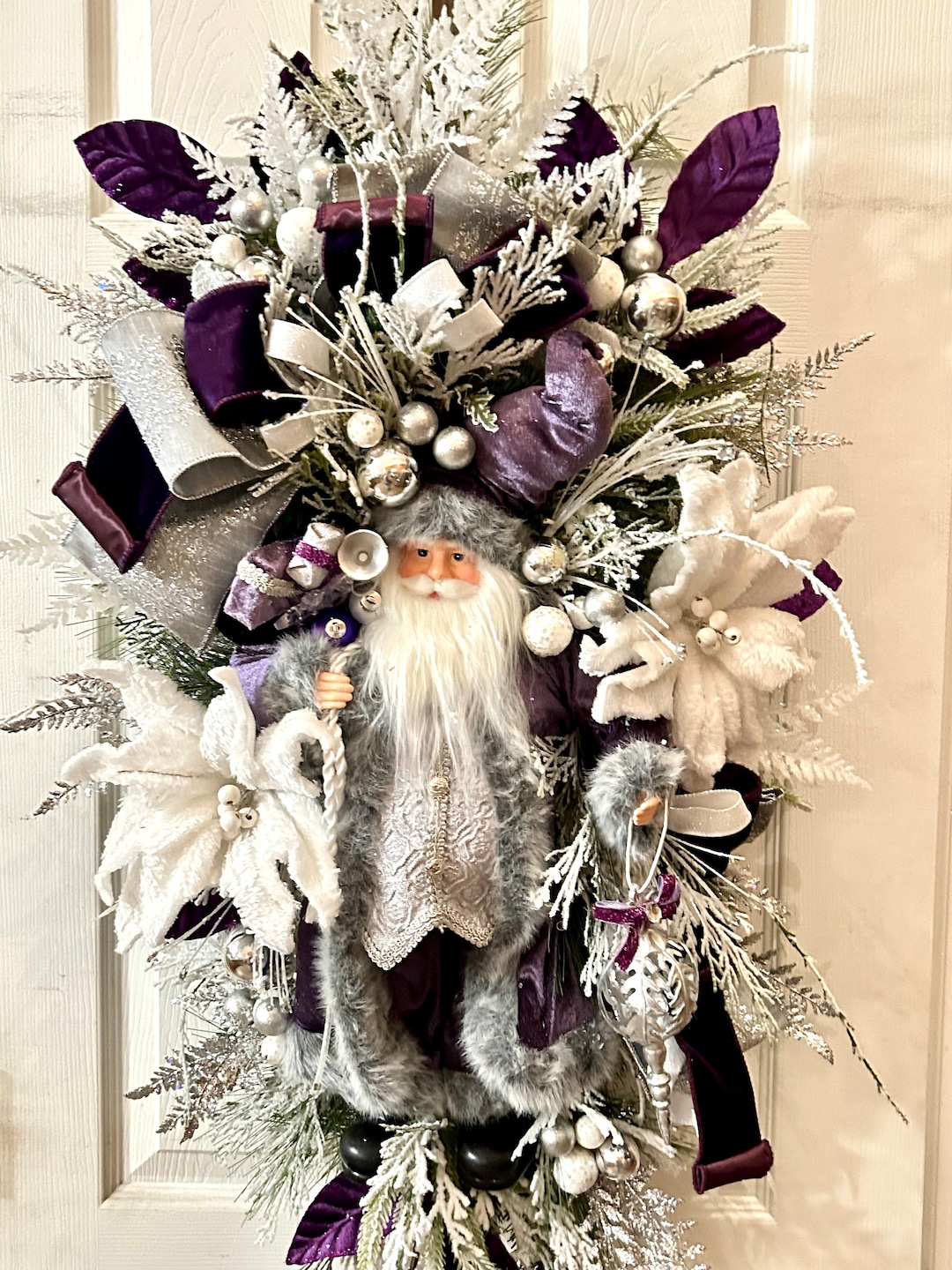 Ready to Ship Purple Velvet Santa Christmas Swag, Winter Swag ...