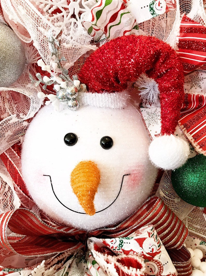 Ready to Ship Snowman Wreath, Christmas Gift, Snowman Holiday Decor ...
