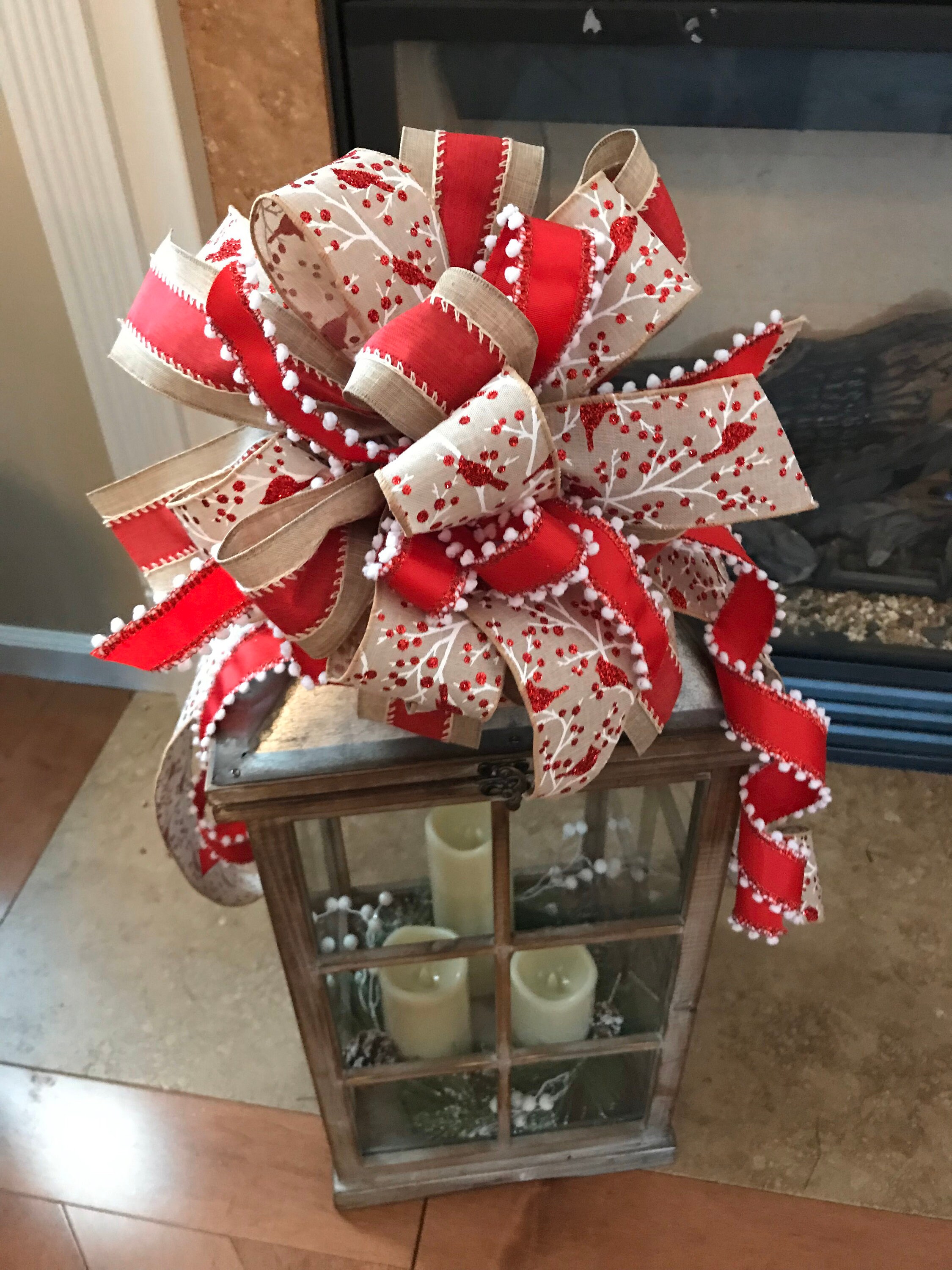 Cardinal bow large Lantern bow only w/tails Everyday bow | Etsy