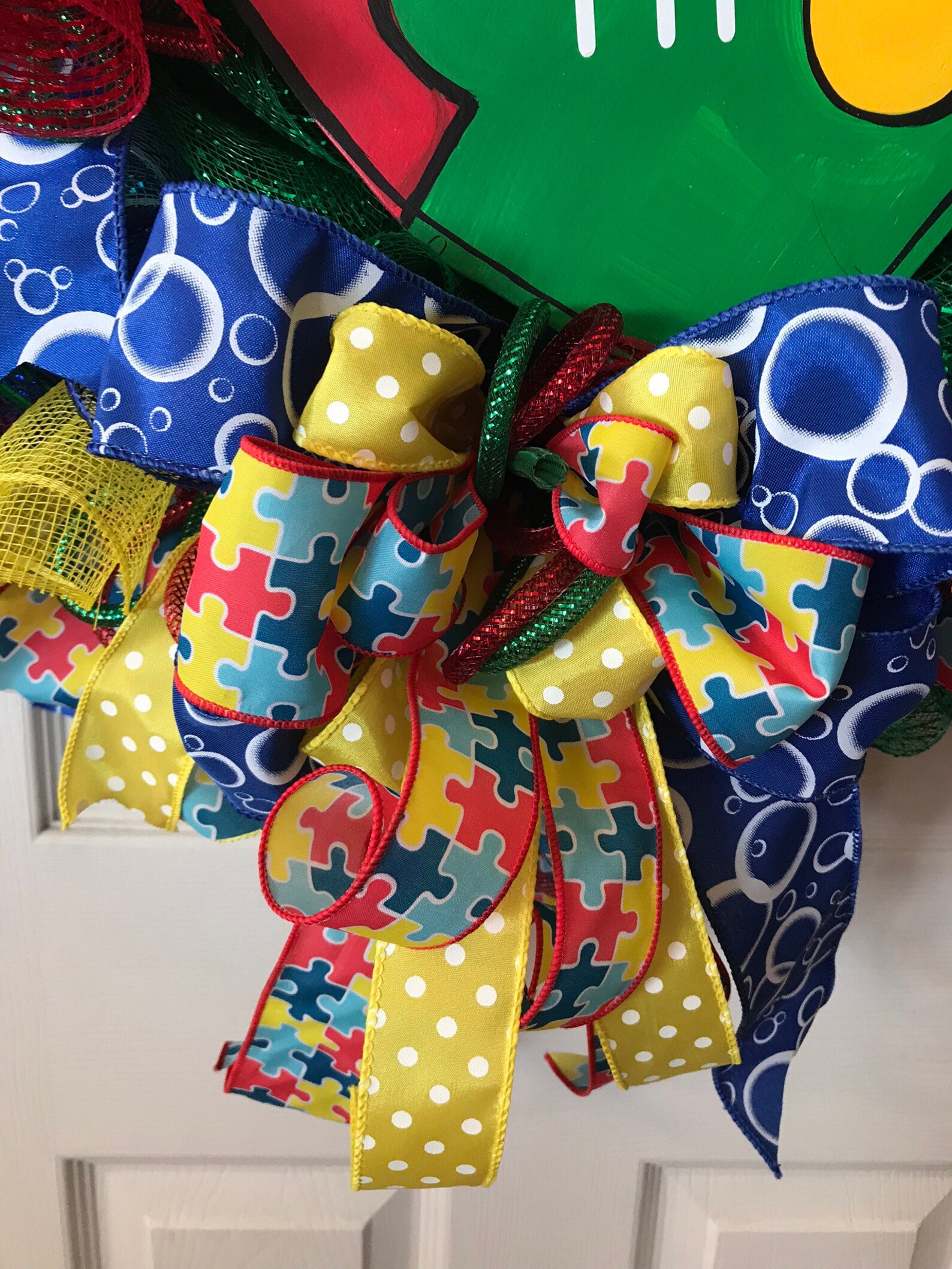 Autism Awareness Wreath Autism Wreath Deco Mesh Wreath Deco - Etsy