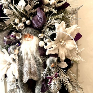 Ready to Ship Purple Velvet Santa Christmas Swag, Winter Swag ...