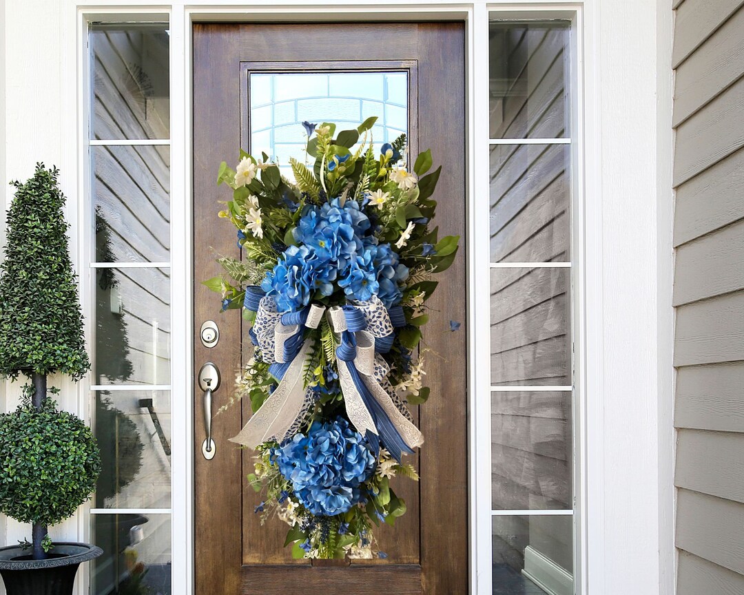 Blue Hydrangea Everyday Swag, Hydrangea Swag, Door Swag, Everyday Swag ...
