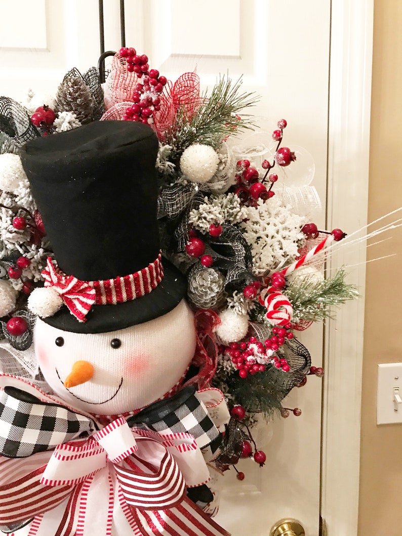 Snowman Wreath, Snowman Decor, Christmas Gift, Christmas Wreath ...