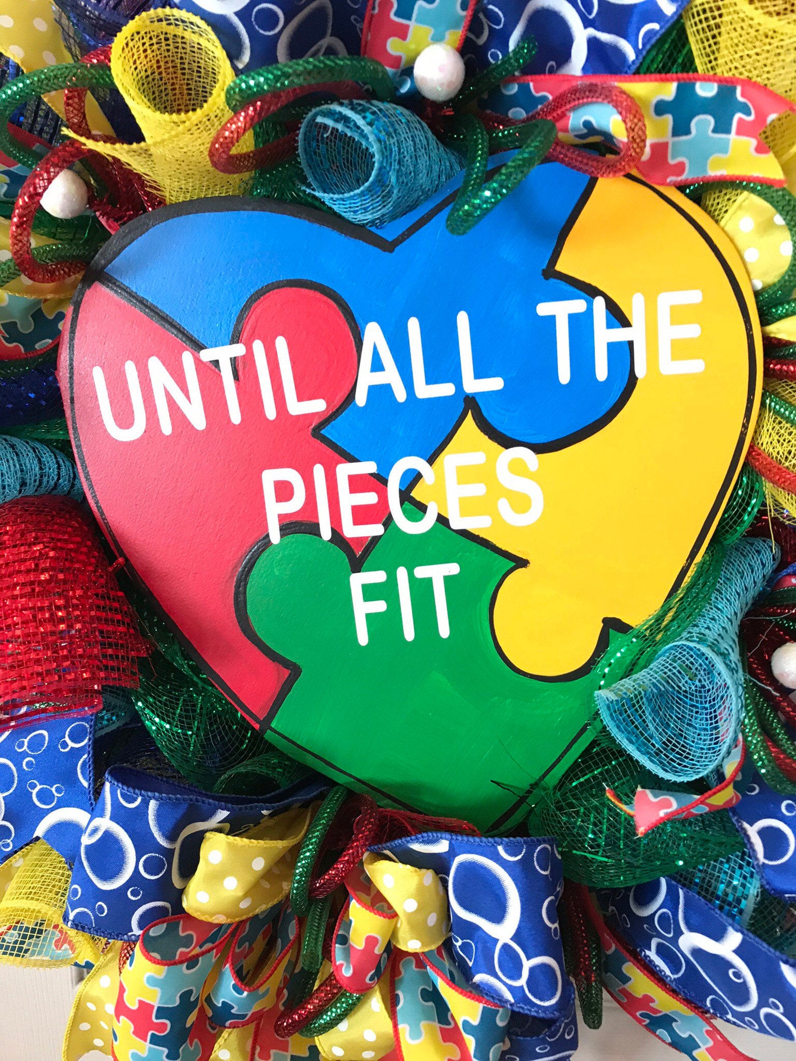 Autism Awareness Wreath Autism Wreath Deco Mesh Wreath Deco | Etsy