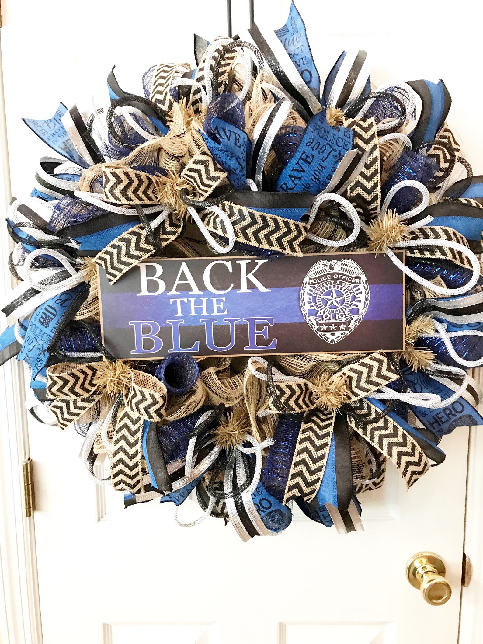 Back the Blue Deco Mesh Wreath Back the Blue Wreath Support | Etsy