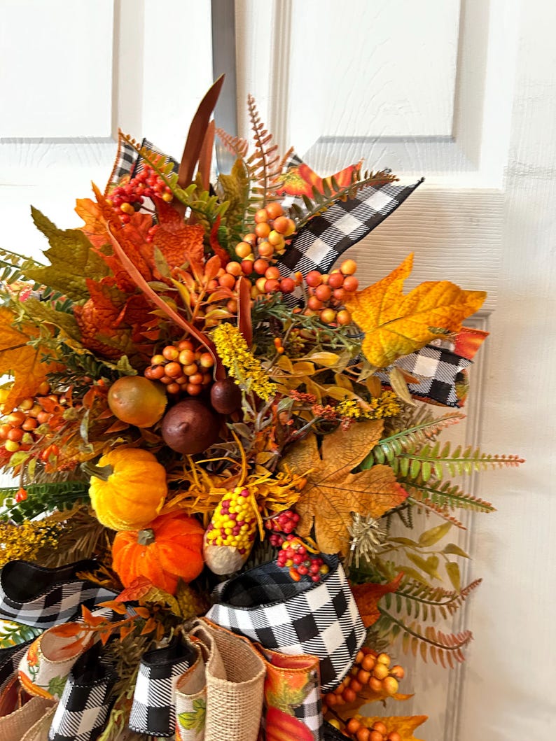 Fall Teardrop Swag: Pumpkin Harvest Door Decor, Autumn Decor, Fall Swag ...