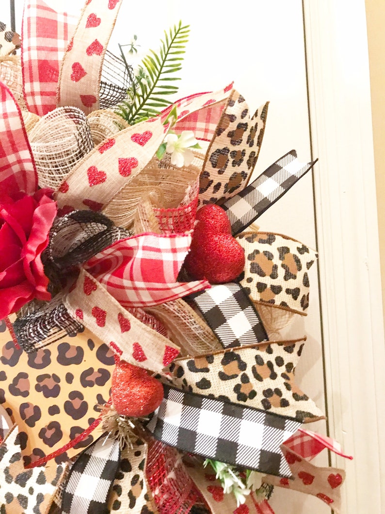Ready to Ship Leopard Print Wreath, Mesh Wreath, Valentine’s Day Mesh ...