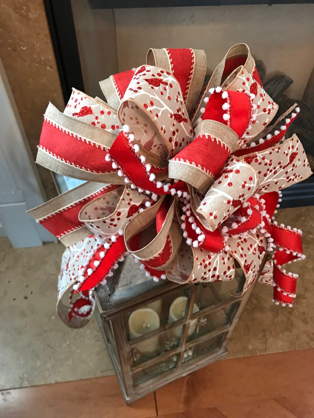 Cardinal Bow, Large Lantern Bow Only W/tails, Everyday Bow, Farmhouse ...