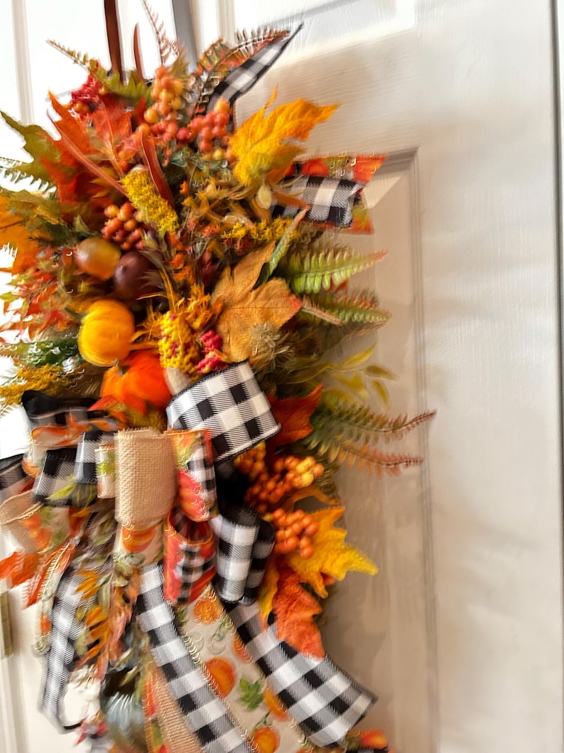 Fall Teardrop Swag: Pumpkin Harvest Door Decor, Autumn Decor, Fall Swag ...