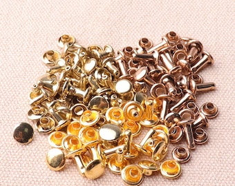 100 Sets 8mm Head X 7mm Post Rivet Round Cap Double Headed Nickel ...