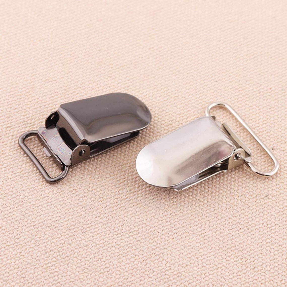 10pcs Black and Silver Round Head Metal Pacifier Clips Buckles - Etsy