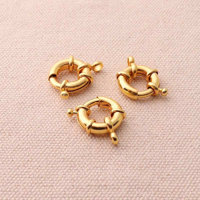 12pcs 15mm Gold Spring Clasp Open Ring Loop Connectors Closure Findings ...