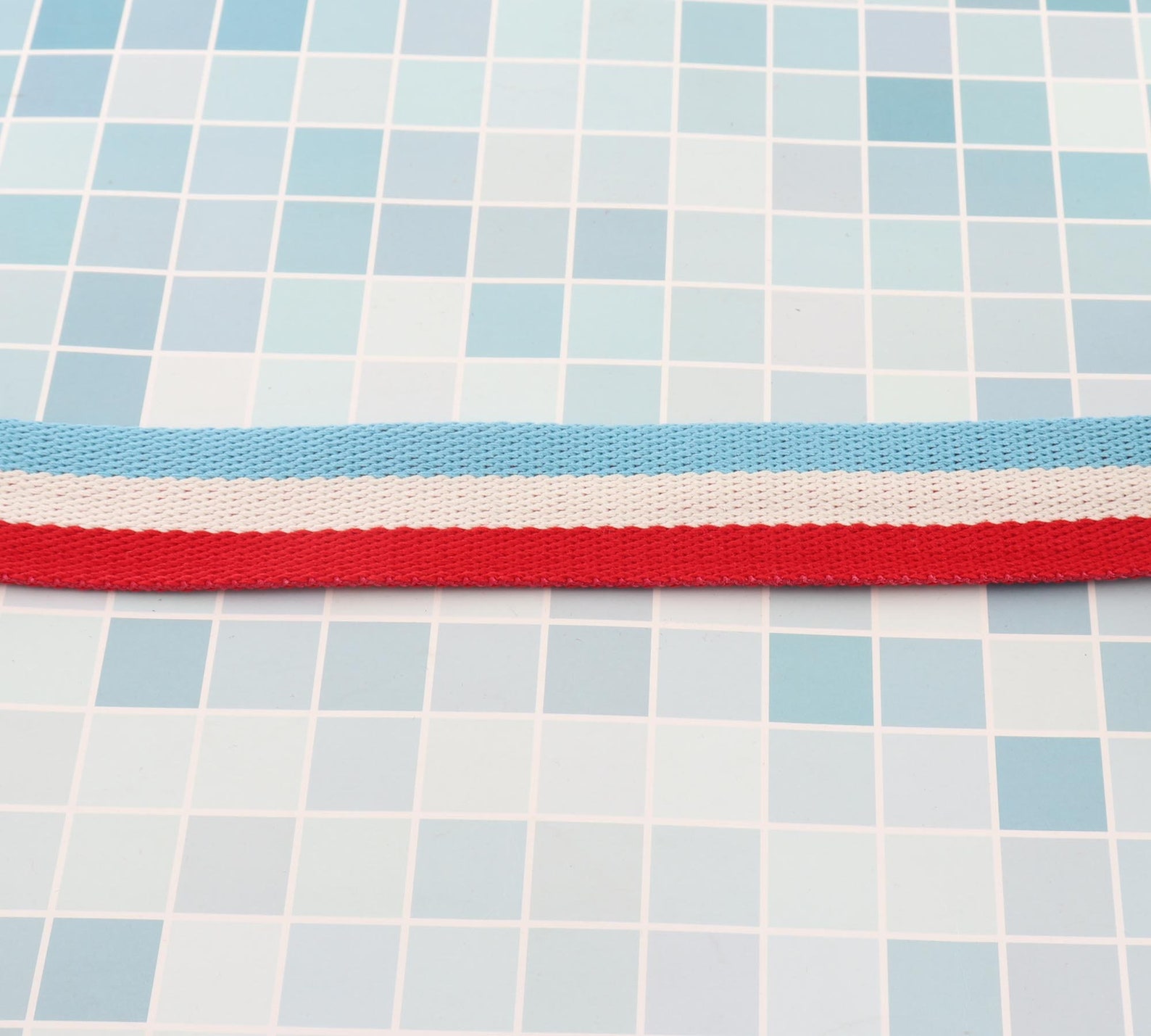 38mm Wide Red White Light Blue Stripe Cotton Webbing Colorful Canvas ...