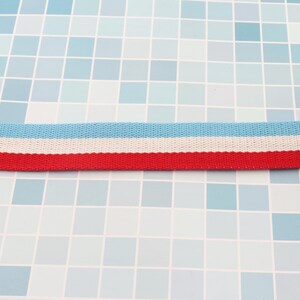 38mm Wide Red White Light Blue Stripe Cotton Webbing Colorful Canvas ...